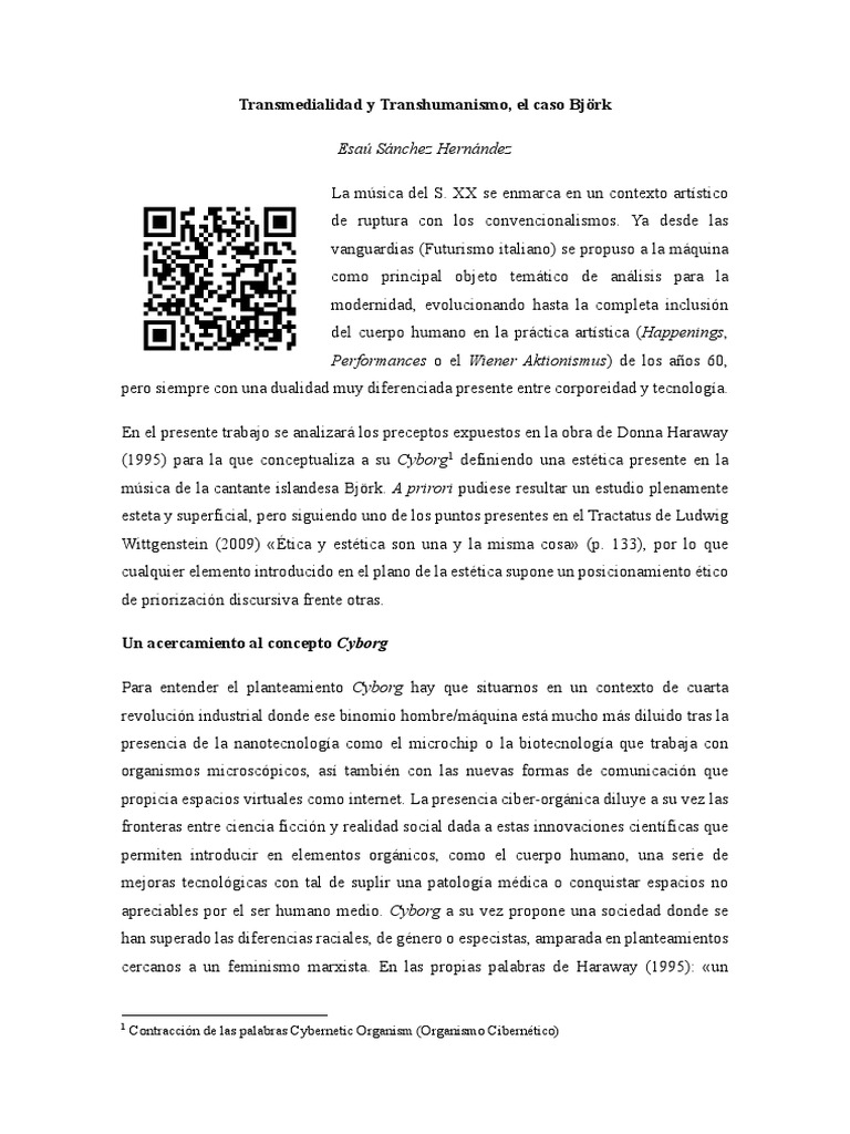 Transhumanismo y Transmedialidad, Björk | PDF | Cyborg | Inteligencia artificial