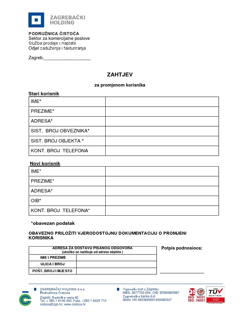 Promjena Korisnika 2020 | PDF