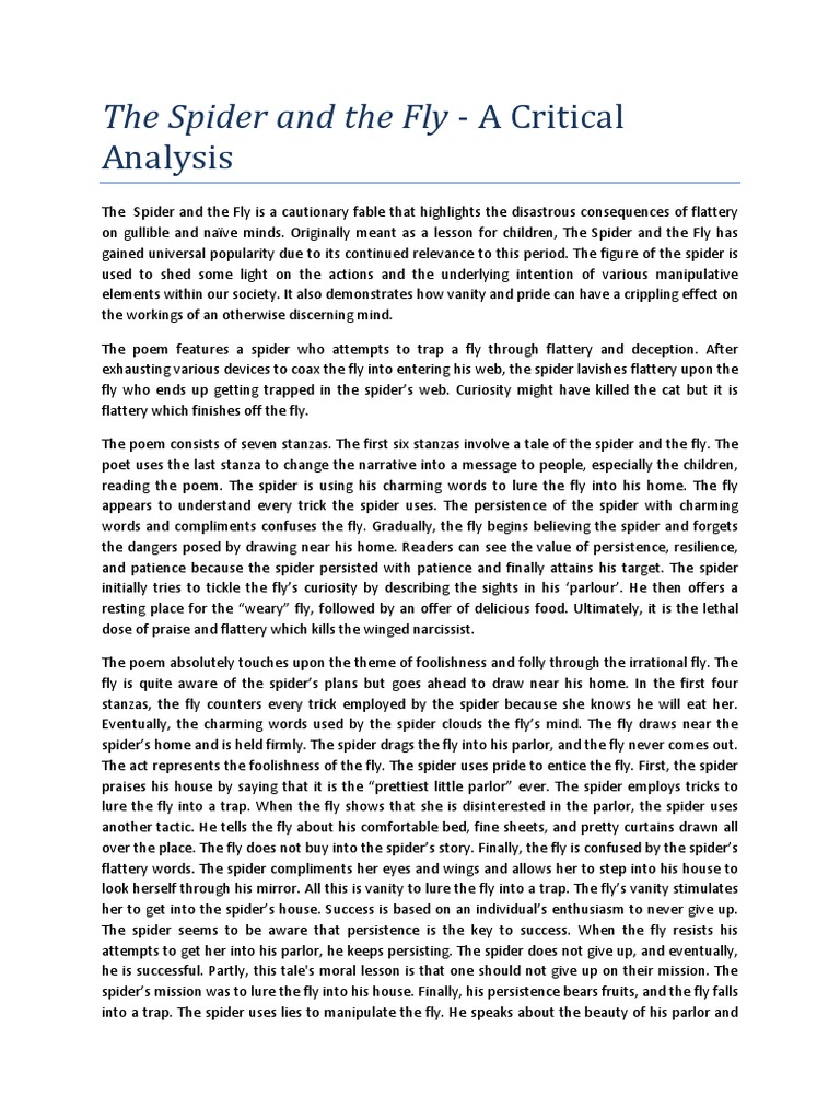 The Spider and The Fly | PDF | Spider