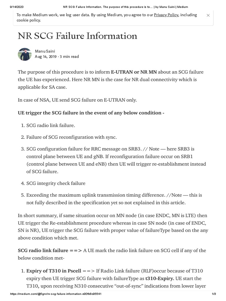 NR SCG Failure Information. | PDF | Electronics | Data Transmission