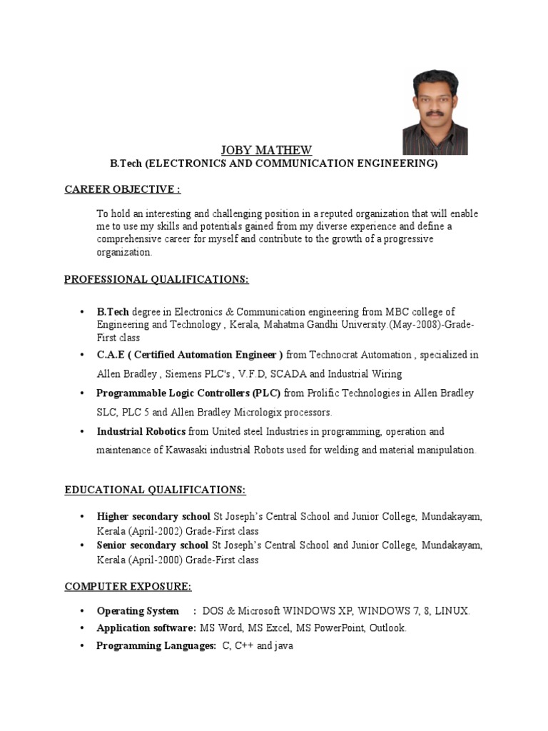 Joby Mathew Z Resume | PDF | Business | Technology & Engineering