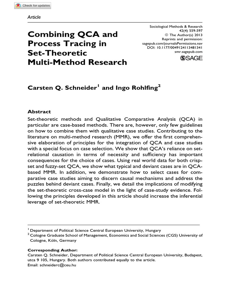 Combining QCA and | PDF | Causality | Methodology