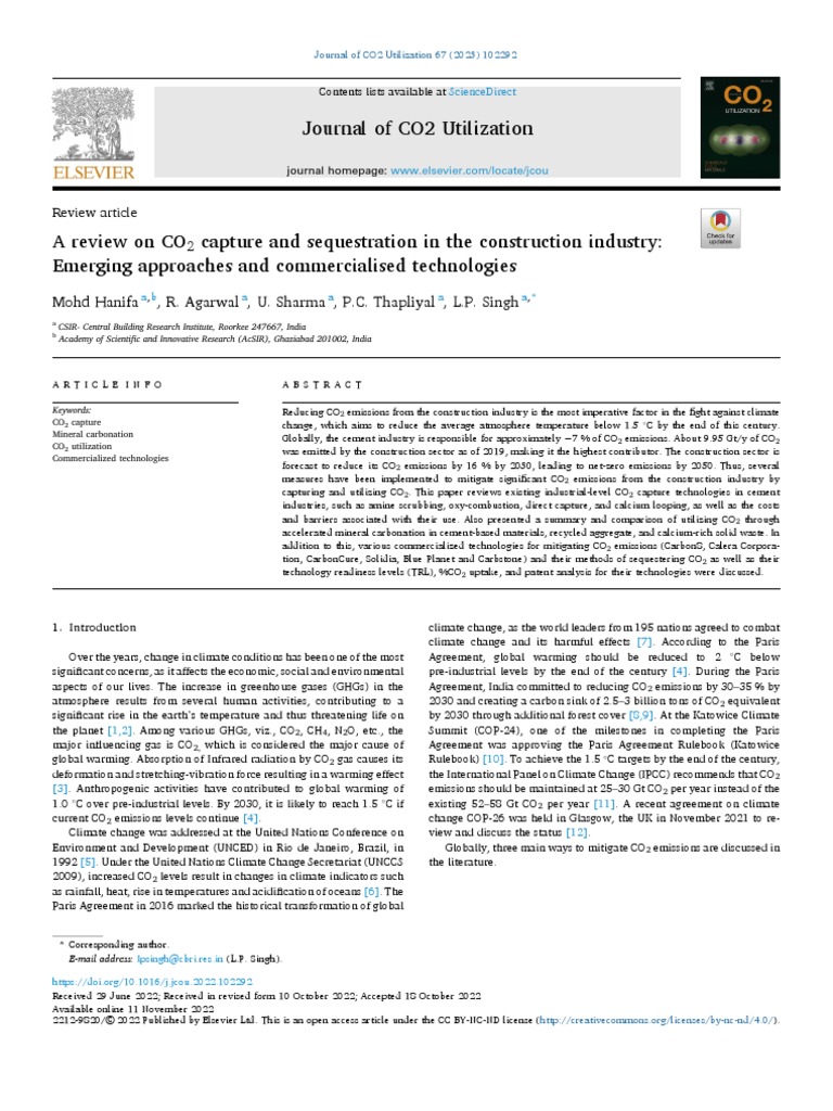 A Review On CO2 Capture and Sequestration in The Construction Industry ...