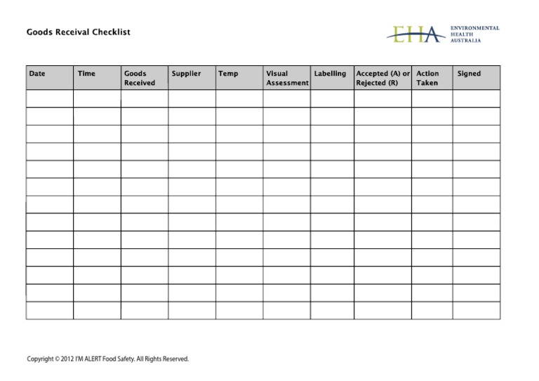 2 Goods Receival Checklist | PDF