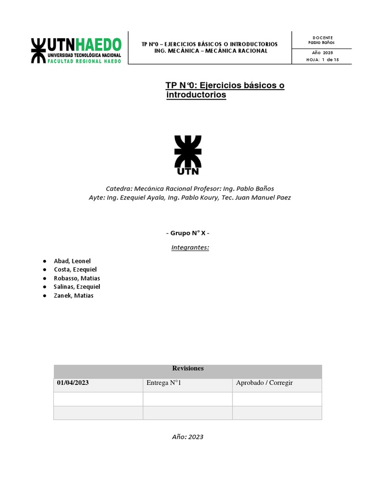 TP 0 2023 Entrega 1 | PDF | Aceleración | Velocidad