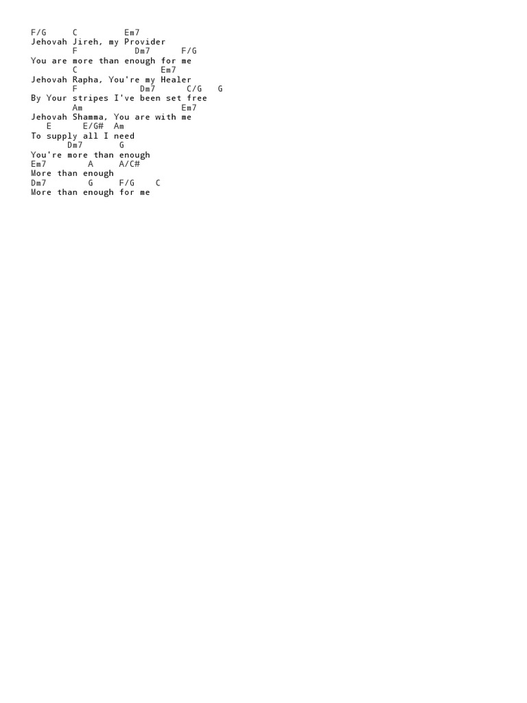 Chord Chart_More Than Enough_Martha Munizzi | PDF
