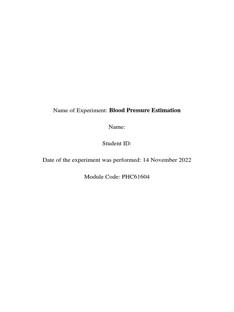 Measurement of Blood Pressure Report | PDF | Blood Pressure | Heart