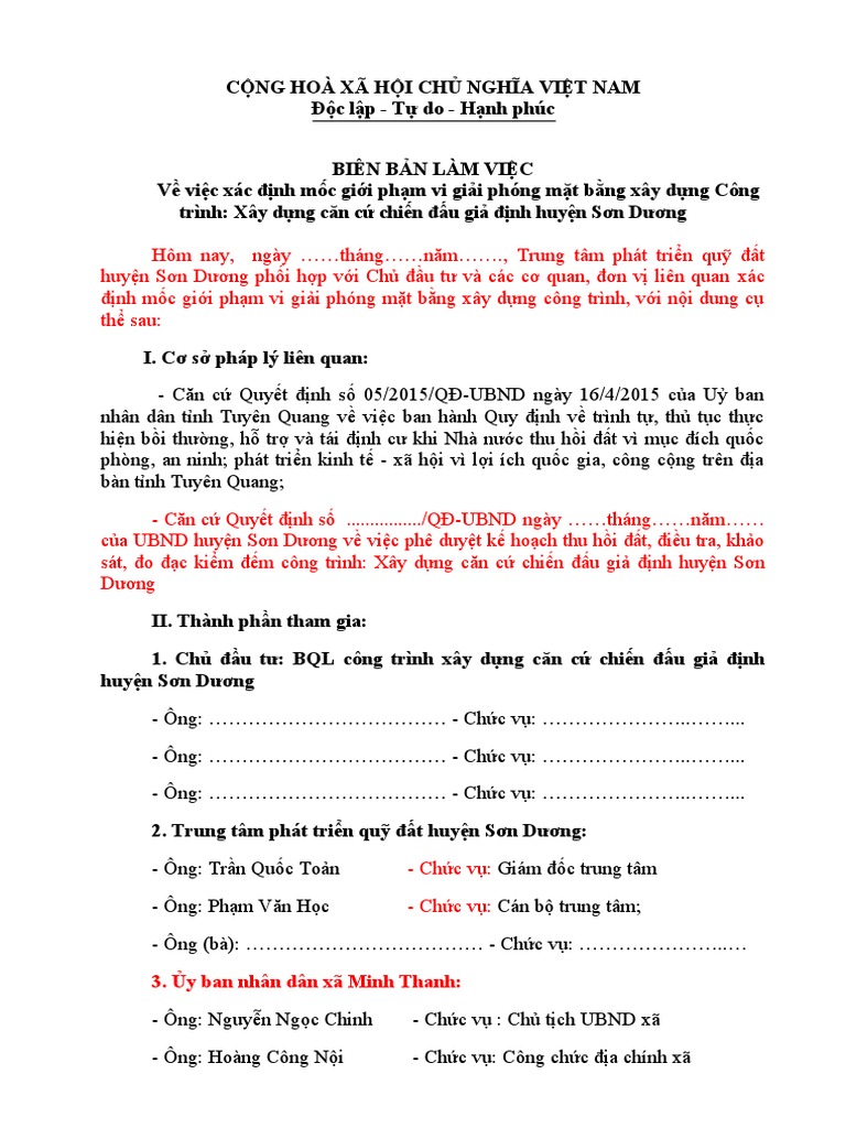 1. Bien ban lam viec xac dịnh moc gioi-in | PDF