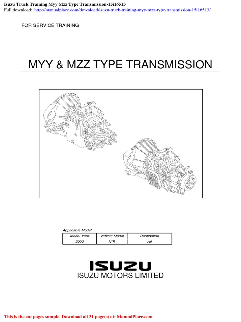 Isuzu Truck Training Myy MZZ Type Transmission 15i16513 | PDF | Land ...