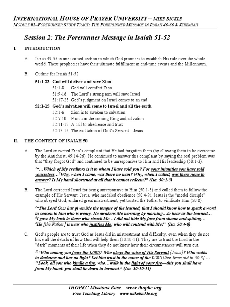 The Forerunner Message in Isaiah 51 52 | PDF