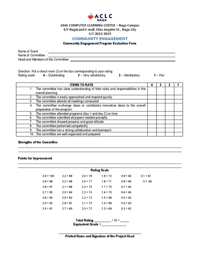 Committee Evaluation Sheet | PDF