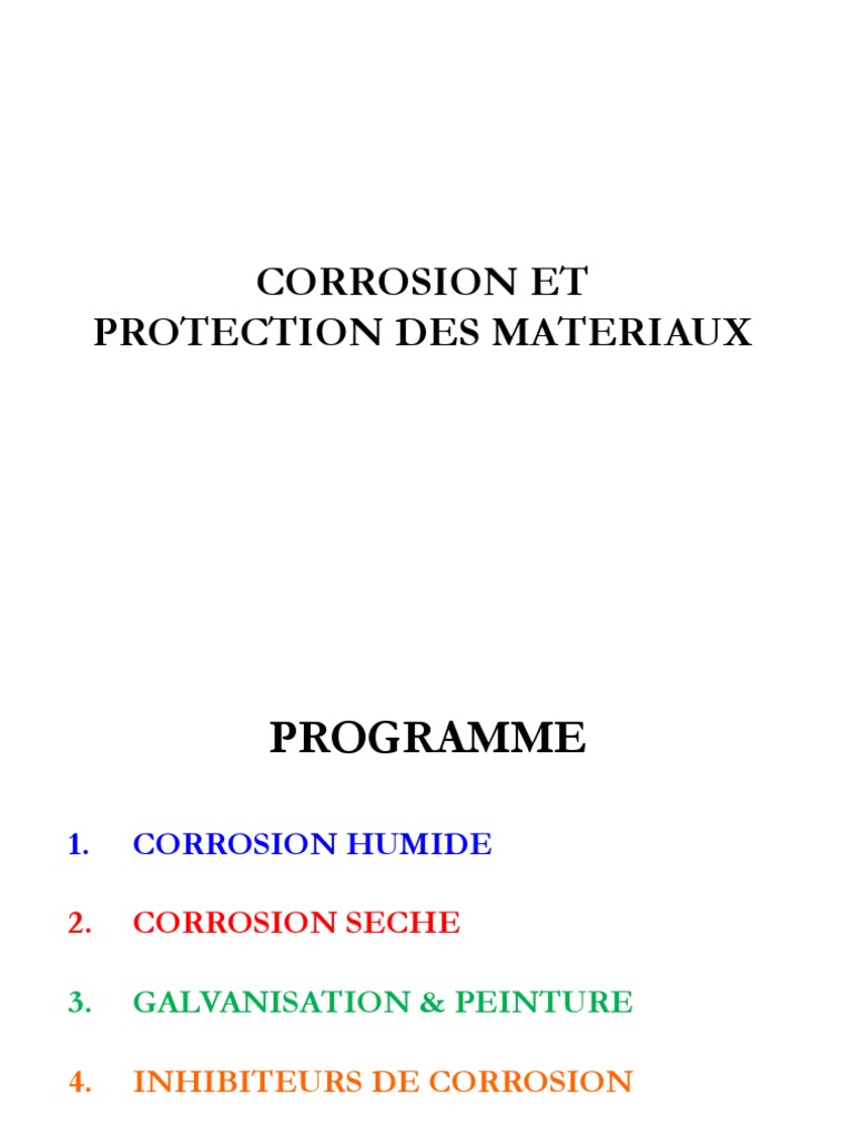 Corrosion : Types et Solutions Techniques | PDF