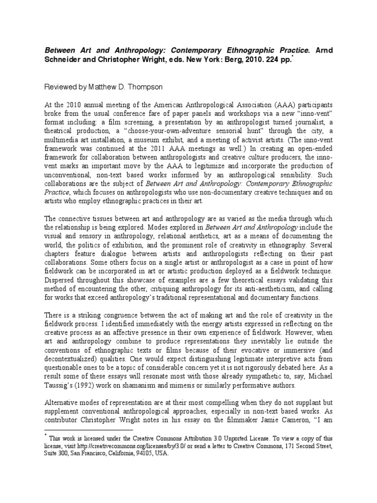 Between Art and Anthropology: Contemporary Ethnographic Practice. Arnd ...