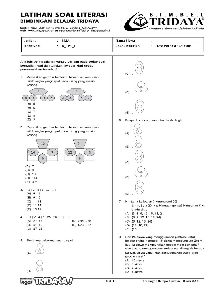 Soal Latihan Test Potensi Skolastik | PDF