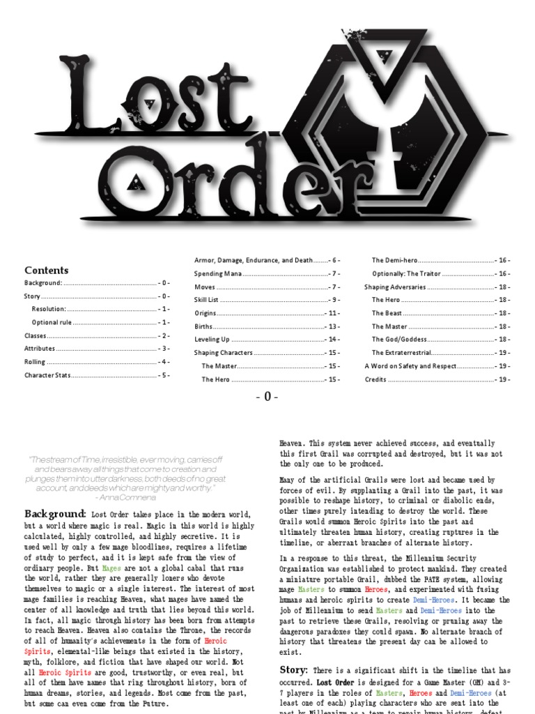 Fate Lost Order v3.1 | PDF | Hero