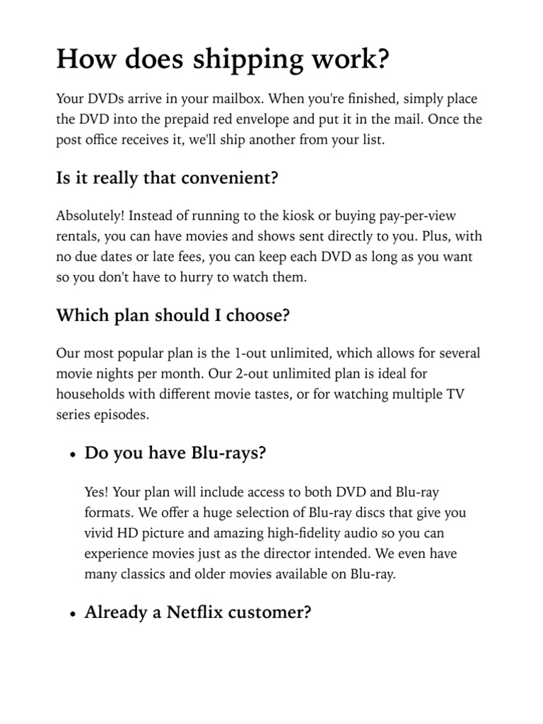 Netflix DVD Rental Plans Explained | PDF