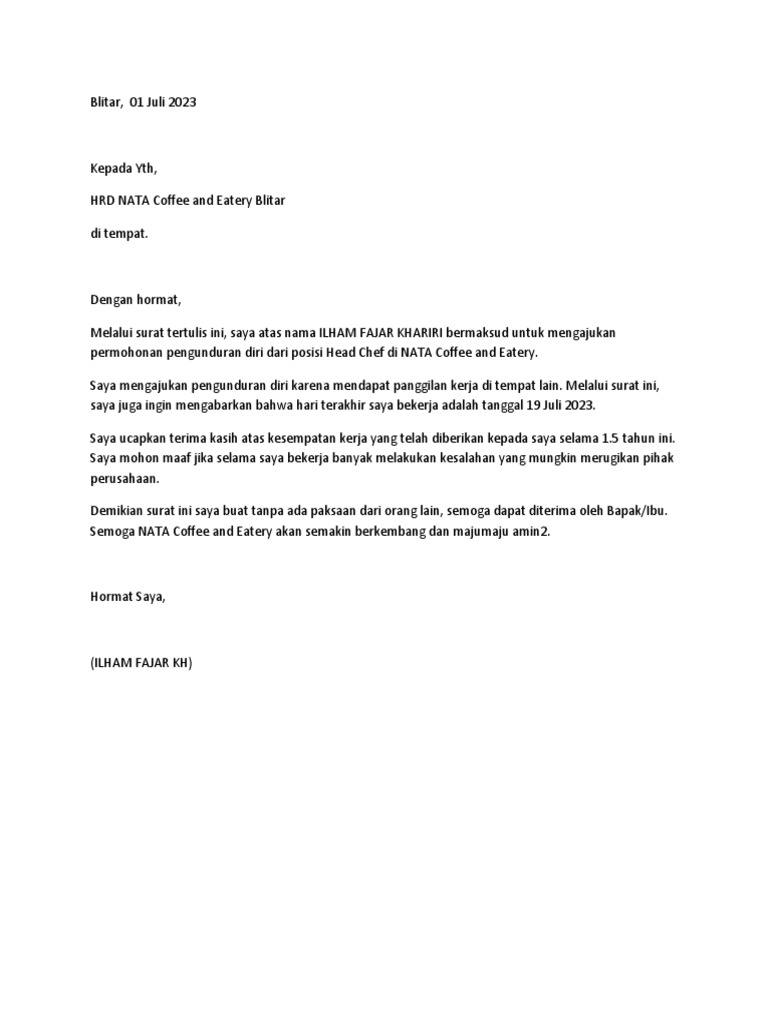 Form Pengajuan Resign | PDF