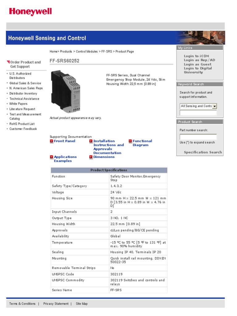 Honeywell FF SRS60252 Datasheet | PDF | Computing