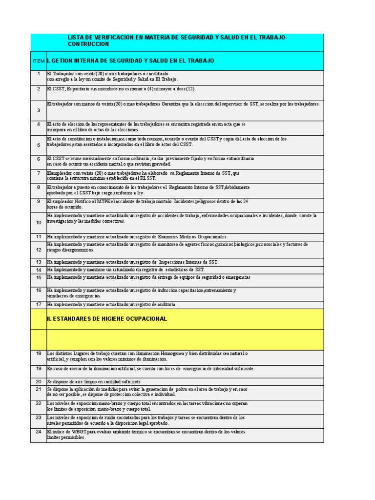 Lista-De-Verficación-En Materia de SST Construccion Con-Articulos | PDF | Soldadura | Construcción