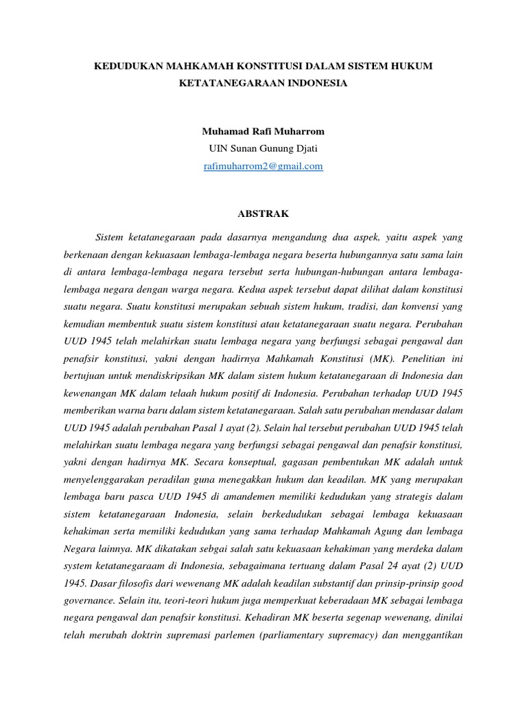 MUHAMAD RAFI MUHARROM - 1203050092 - 5B - Artikel Hukum Acara Mahkamah ...