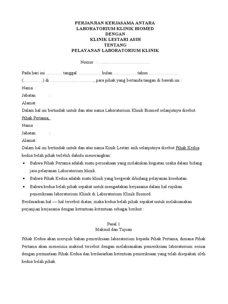 Contoh MOU Laboratorium Biomed | PDF