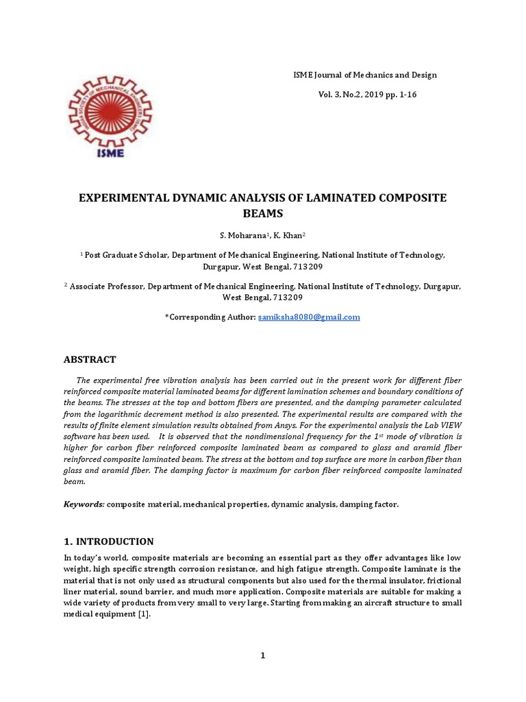 Experimental Dynamic Analysis of Laminated Composite Beams | PDF ... Experimental Dynamic Analysis of Laminated Composite Beams | PDF ...