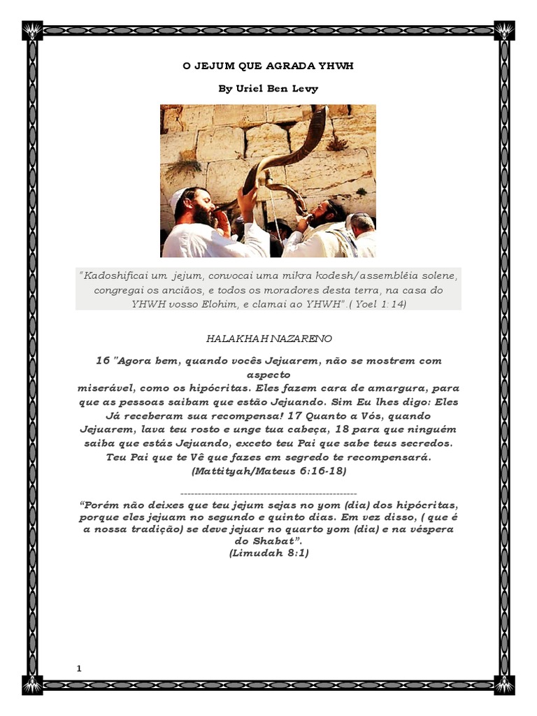 O Jejum que Agrada YHWH: Práticas e Significados | PDF