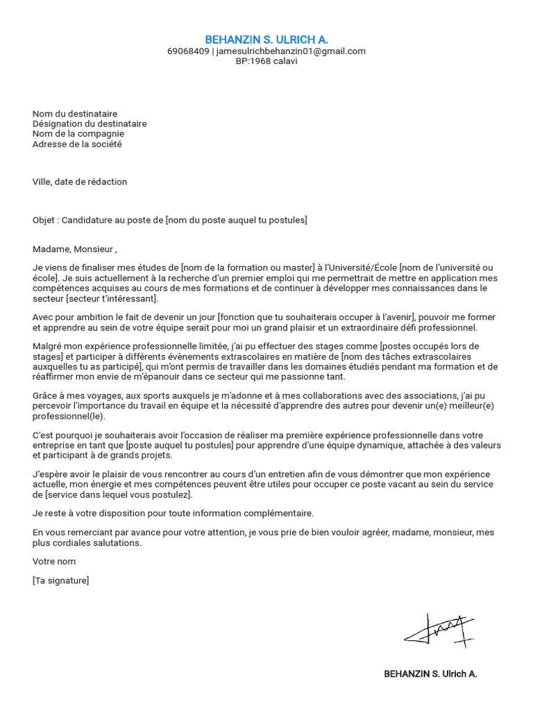 Extrait de Lettre de Candidature Pour Un Poste | PDF