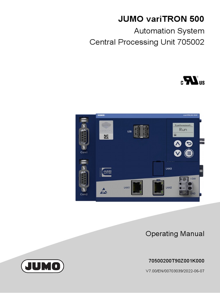 JUMO VariTRON 500 Operating Manual | PDF | Electrostatic Discharge | Programmable Logic Controller