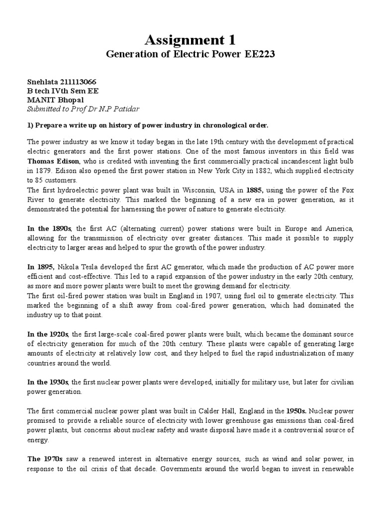 NPP Assignment | PDF | Electric Power Transmission | High Voltage ...