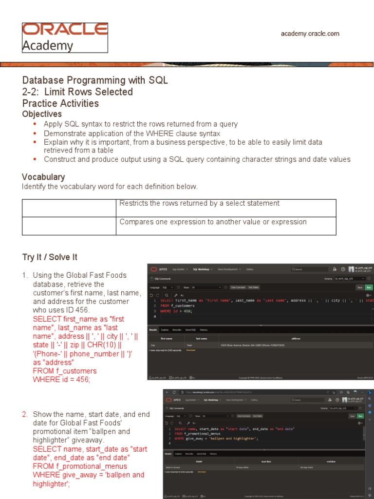 DP 2 2 Practice Achmad Susmono | PDF | Databases | Sql DP 2 2 Practice Achmad Susmono | PDF | Databases | Sql