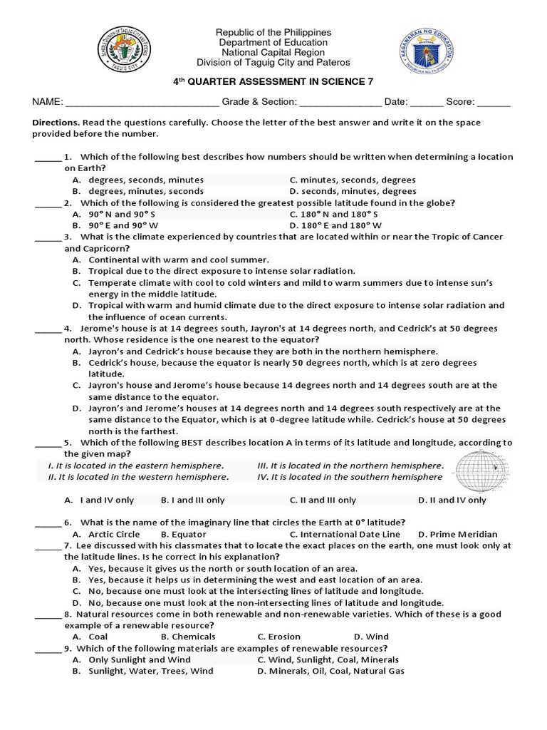 Q4 - Science 7 PT | PDF | Atmosphere Of Earth | Atmosphere