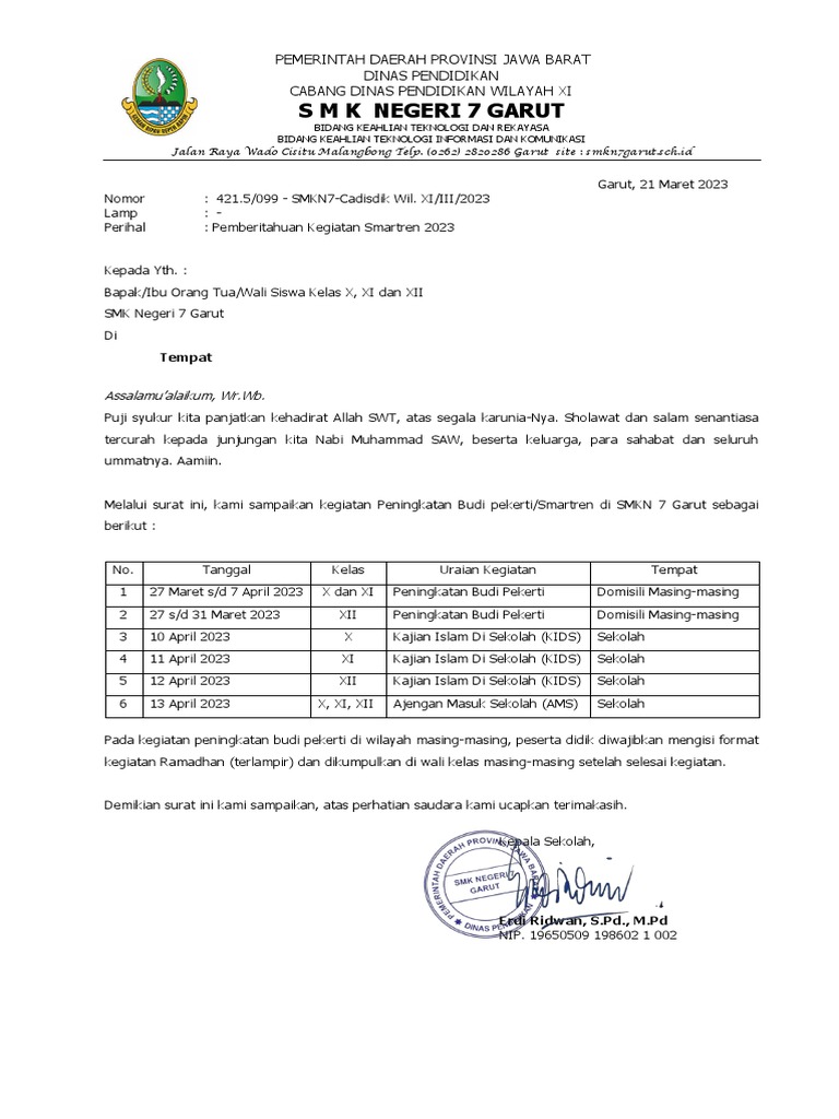 Kegiatan Smartren 2023 SMKN 7 Garut | PDF
