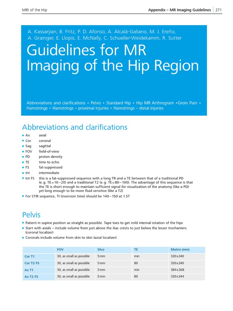 MRI Guideline of The Hip Region | PDF | Pelvis | Hip