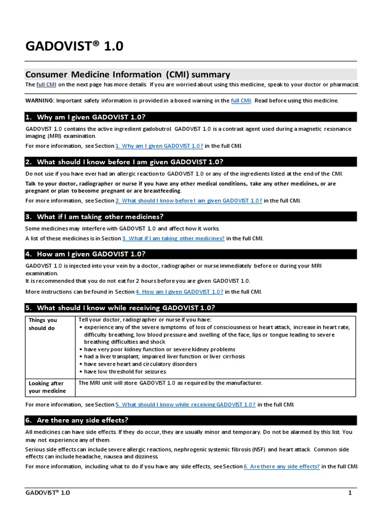 Gadovist | PDF | Allergy | Dose (Biochemistry)