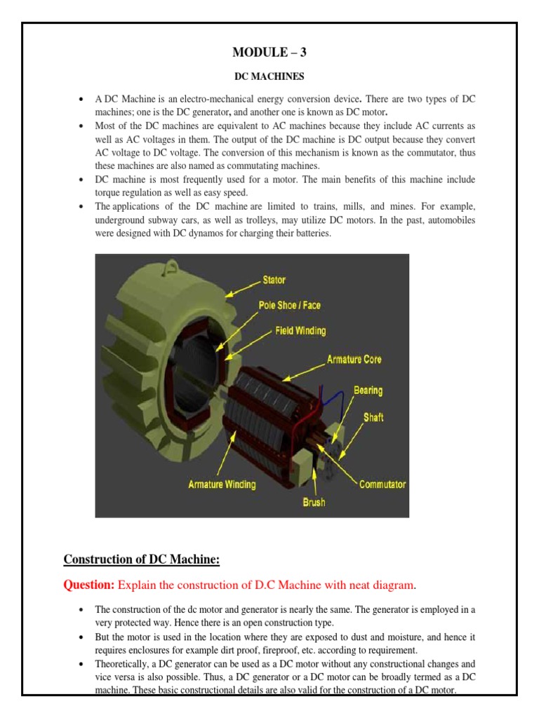 Module 3 DC Machines Notes | PDF | Electromagnetic Induction | Electric ...