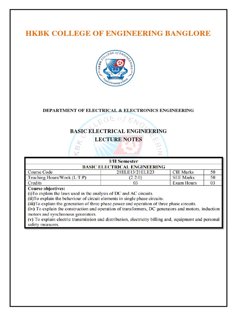 MODULE 1&2 Basic Electrical Engggg | PDF | Capacitor | Inductor