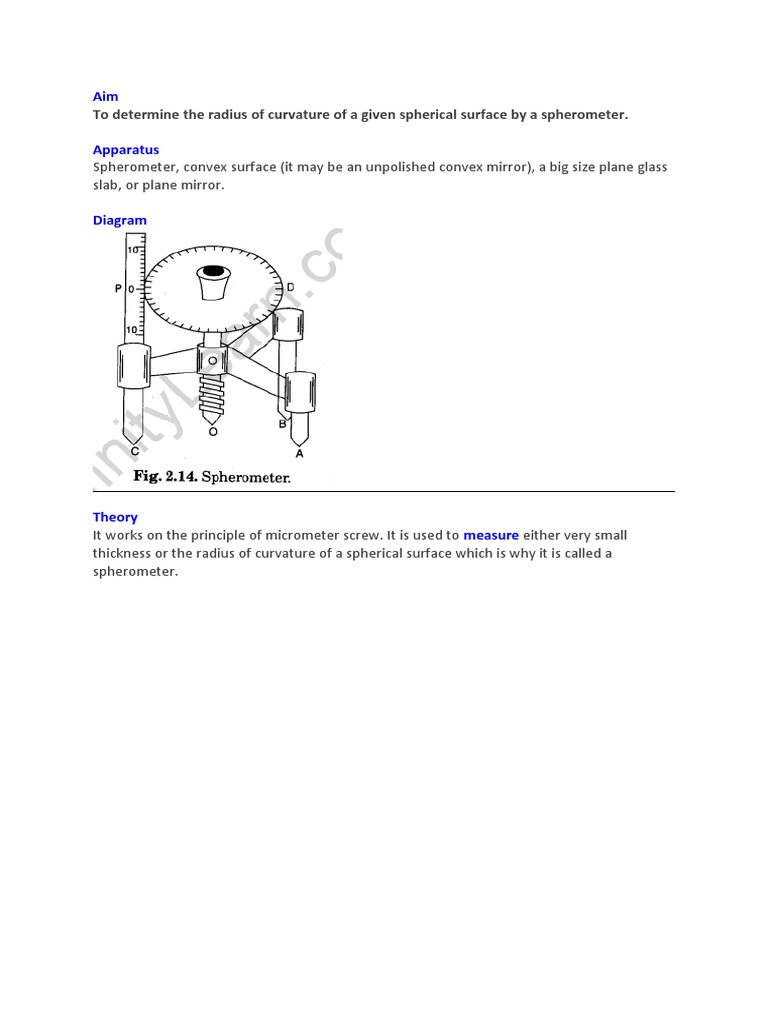 Spherometer Practical | PDF