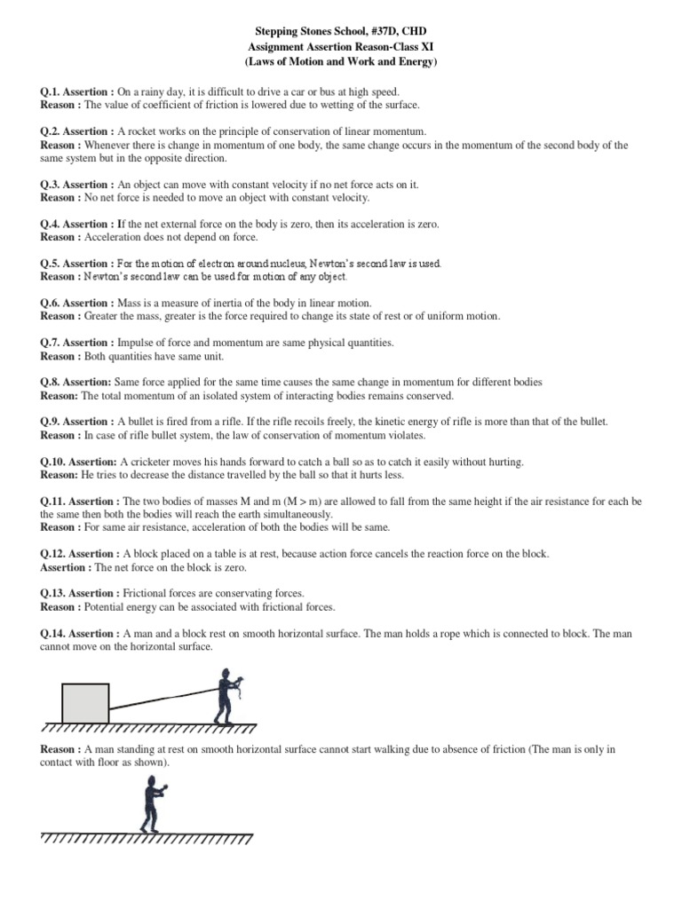 Assertion Reason Class 11 Assignment PDF | PDF | Force | Momentum