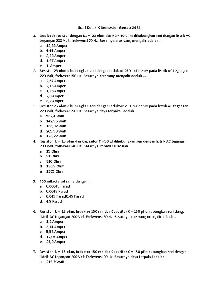 Soal Kelas X Semester Genap 2021 | PDF