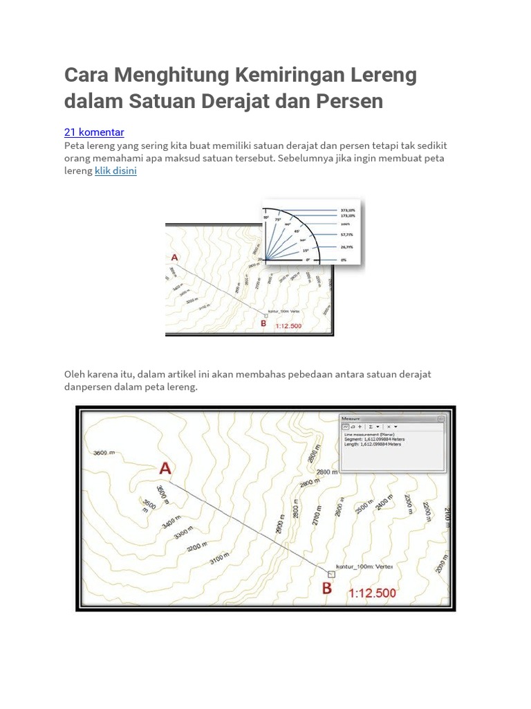 Cara Menghitung Kemiringan Lereng Dalam Satuan Derajat Dan Persen | PDF