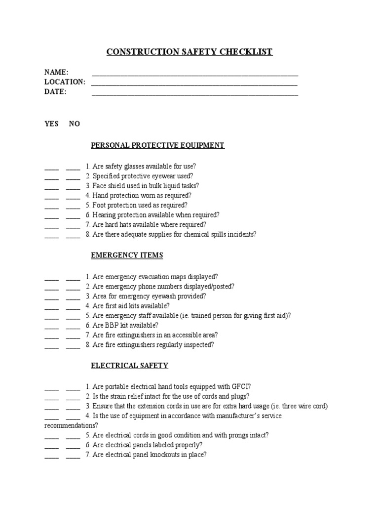 Construction Safety Checklist 2 | Download Free PDF | Stairs | Manufactured Goods