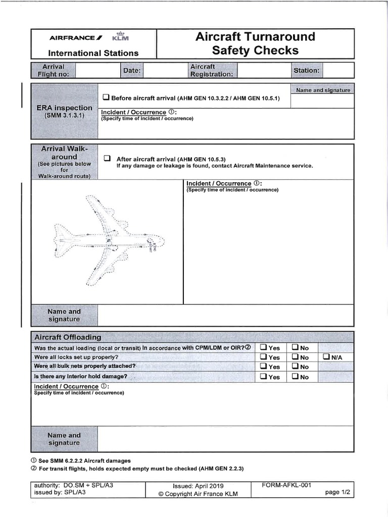 Aircraft Turnaround Safety Checks AF KL | PDF