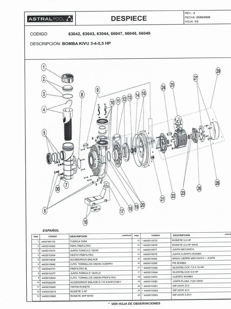 Despiece Bomba Kivu Astral | PDF
