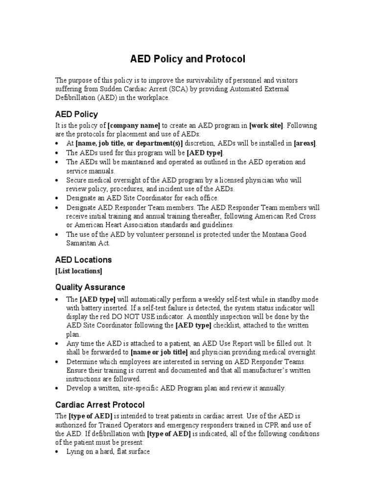 AED Policy and Procedure Overview | PDF