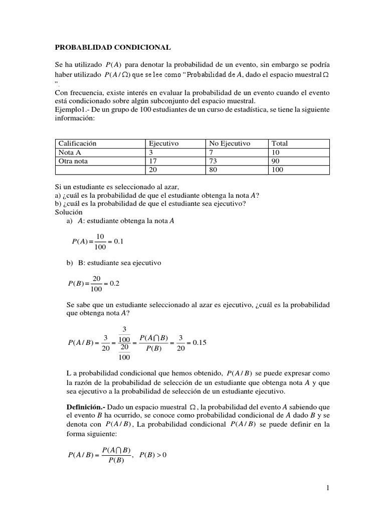 Clase Probablidad Condicional 2023 I | PDF | Probabilidad | Probabilidades y estadísticas