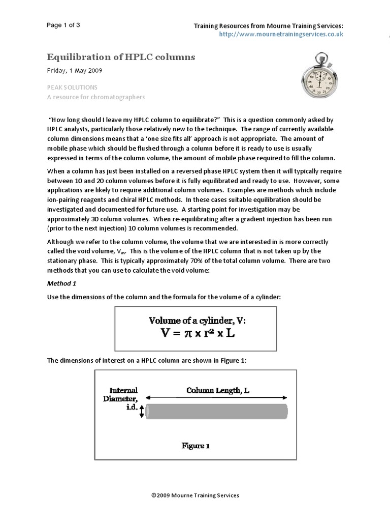 Hplc Equilibration Pdf High Performance Liquid Chromatography Volume