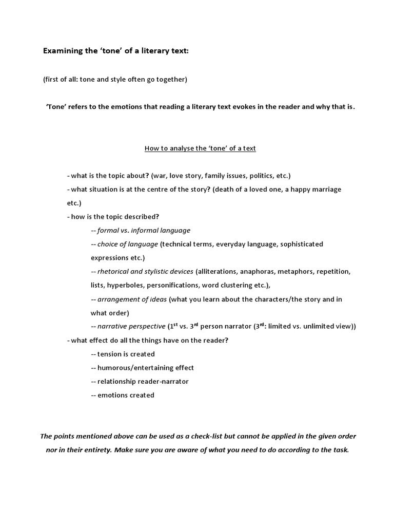 Analyzing Literary Tone and Style | PDF
