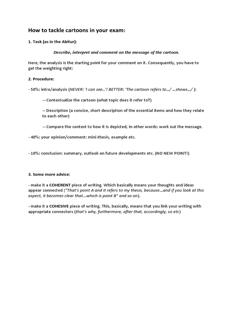 Exam Guide: Analyzing Cartoons | PDF | Career & Growth