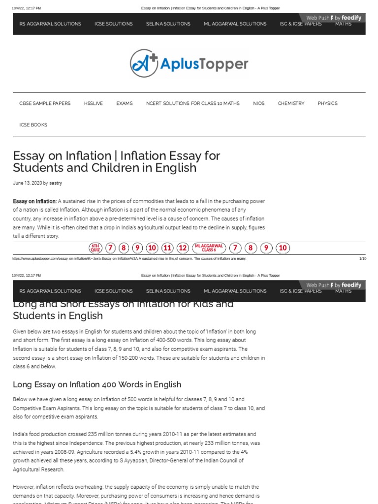 Essay On Inflation - Inflation Essay For Students and Children in ...
